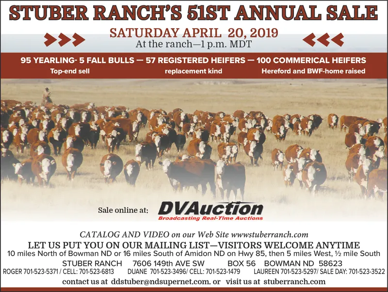 SUNDAY, APRIL 7, 2019 Ad - Stuber Ranch - Agweek