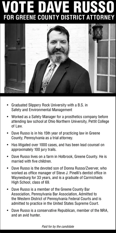 SUNDAY, MAY 19, 2019 Ad - Dave Russo for Greene County District ...