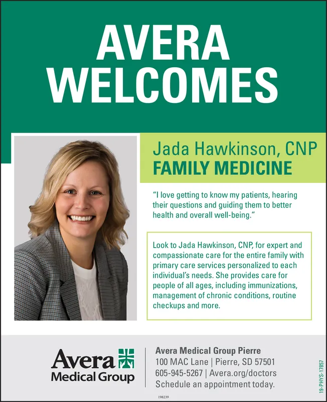 FRIDAY, AUGUST 16, 2019 Ad - Avera Medical Group - Pierre - Capital Journal