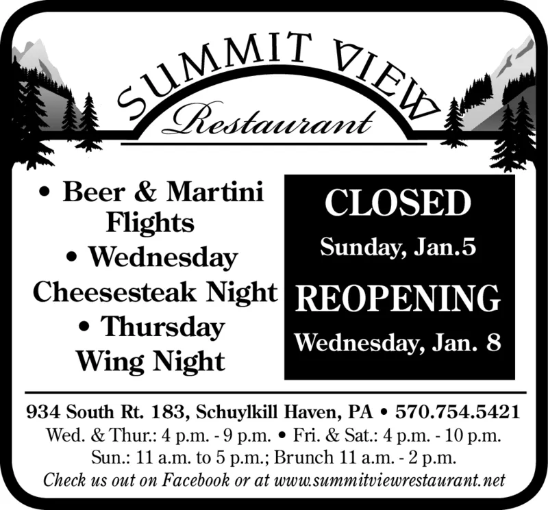 FRIDAY, JANUARY 3, 2020 Ad - Summit View Restaurant - The Republican ...