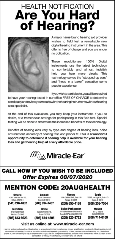MONDAY, AUGUST 3, 2020 Ad - Miracle-Ear Hearing Aid Center - Ontario ...