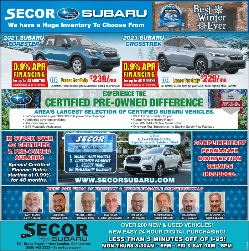 SATURDAY, JANUARY 23, 2021 Ad - Secor Subaru - The Day
