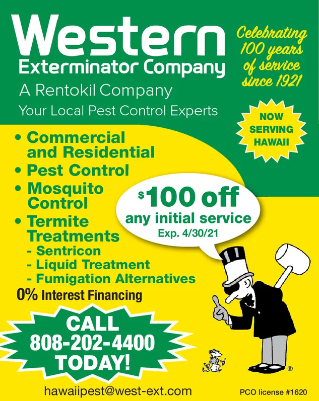 SUNDAY, APRIL 4, 2021 Ad - Western Exterminator Company - Honolulu Star ...