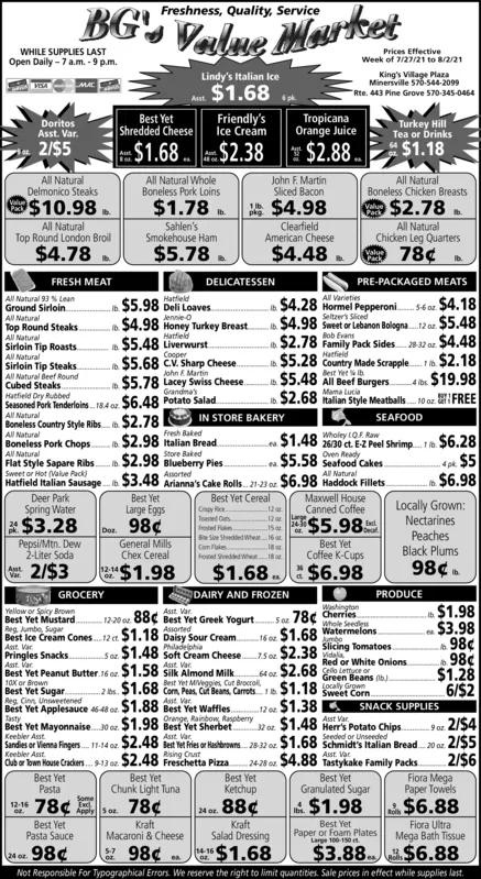 TUESDAY, JULY 27, 2021 Ad - BG's Value Market at Kings Village - The ...