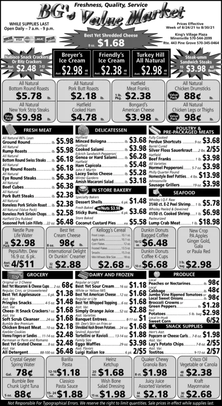 TUESDAY, AUGUST 24, 2021 Ad - BG's Value Market at Kings Village - The ...