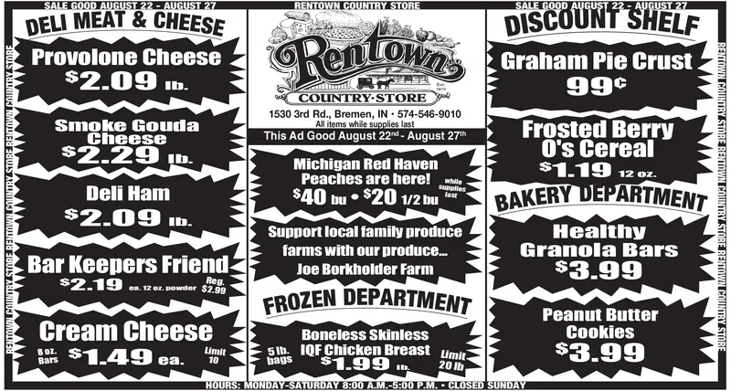 THURSDAY, AUGUST 25, 2022 Ad - Rentown Country Store - Pilot-News