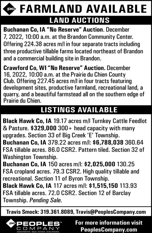 SUNDAY, DECEMBER 4, 2022 Ad - Peoples Company - Travis Smock - Cedar ...