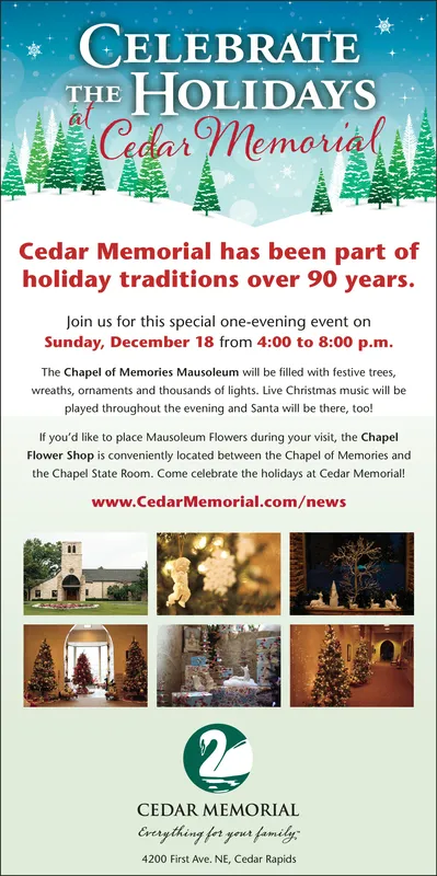 SATURDAY, DECEMBER 10, 2022 Ad - Cedar Memorial - Cedar Rapids Gazette