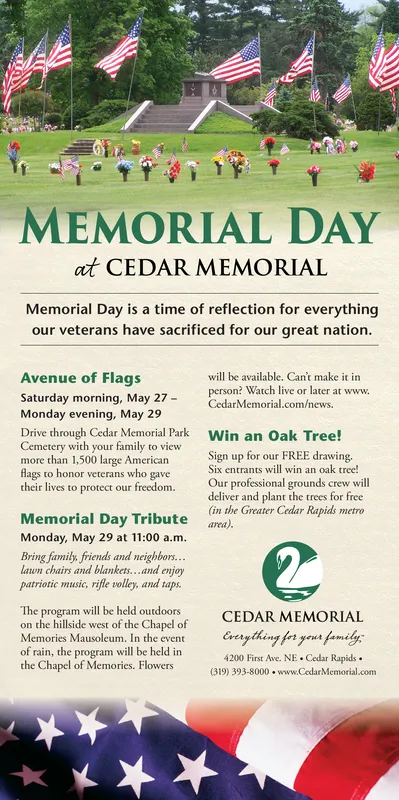 WEDNESDAY, MAY 17, 2023 Ad - Cedar Memorial - Cedar Rapids Gazette