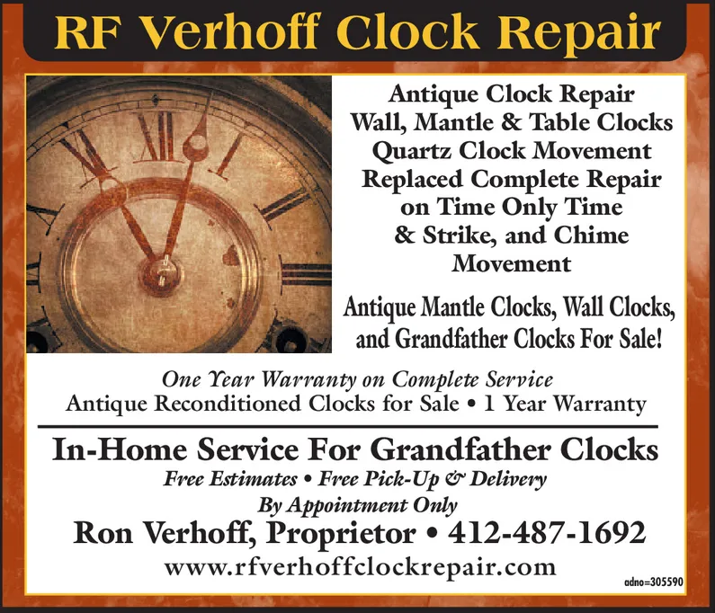 THURSDAY, FEBRUARY 1, 2024 Ad - RF Verhoff Clock Repair - Tribune-Review