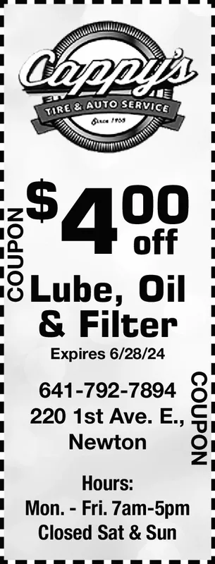 FRIDAY, JUNE 7, 2024 Ad - Cappy's Tire & Auto Service - Newton News