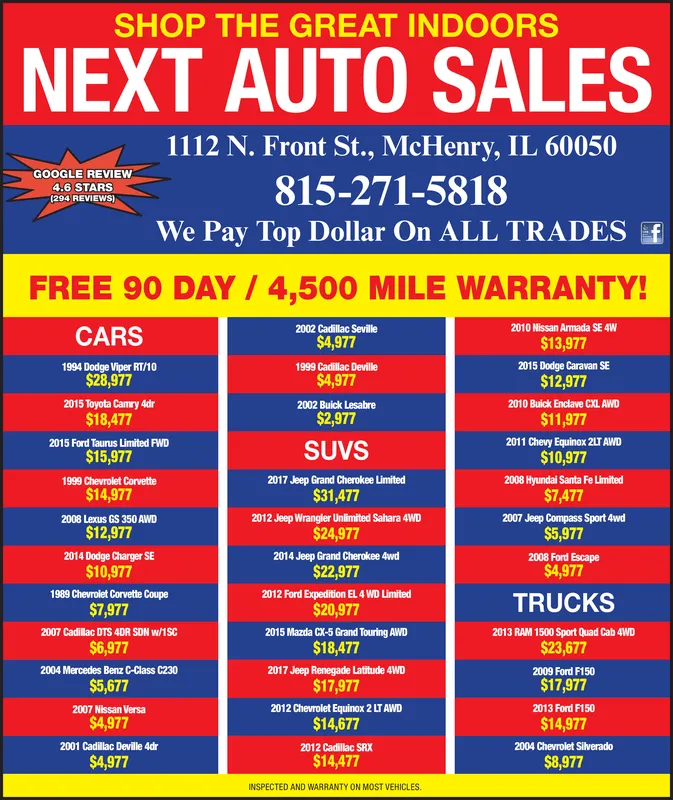 TUESDAY, AUGUST 7, 2018 Ad - Next Auto Sales, Inc. - Northwest Herald