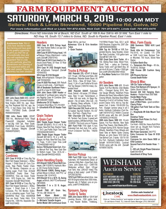 MONDAY, FEBRUARY 11, 2019 Ad - Weishaar Auction Service - Agweek