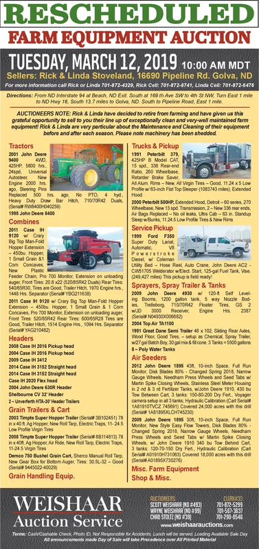 SUNDAY, MARCH 10, 2019 Ad - Weishaar Auction Service - Agweek